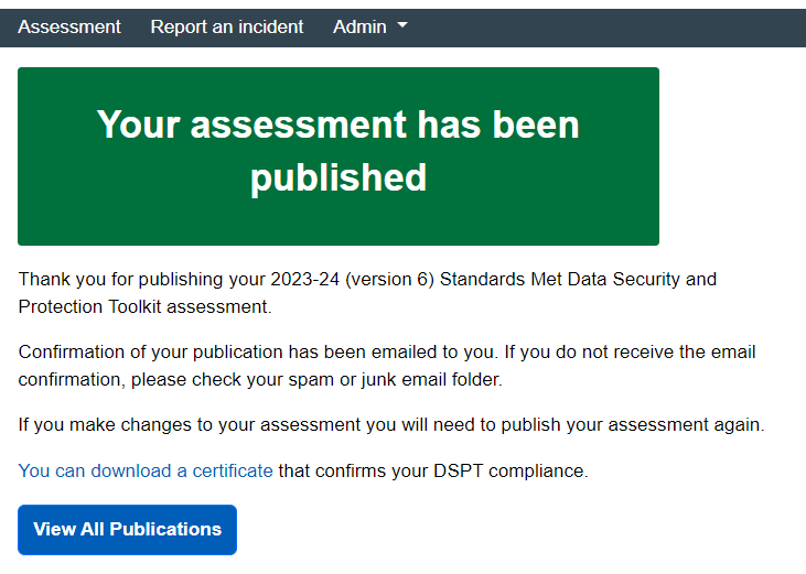 Publishing your DSPT for the first time | Digital Care Hub